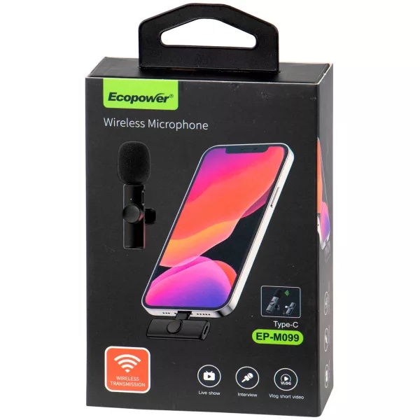 Microfone sem Fio lapela Ecopower EP-M099 para Celular tipo C - Preto ...