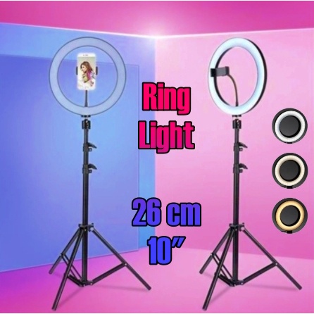 Ring Light Led celular selfie Iluminador 26cm 10 Polegadas Completo Tripé 210cm | Shopee Brasil