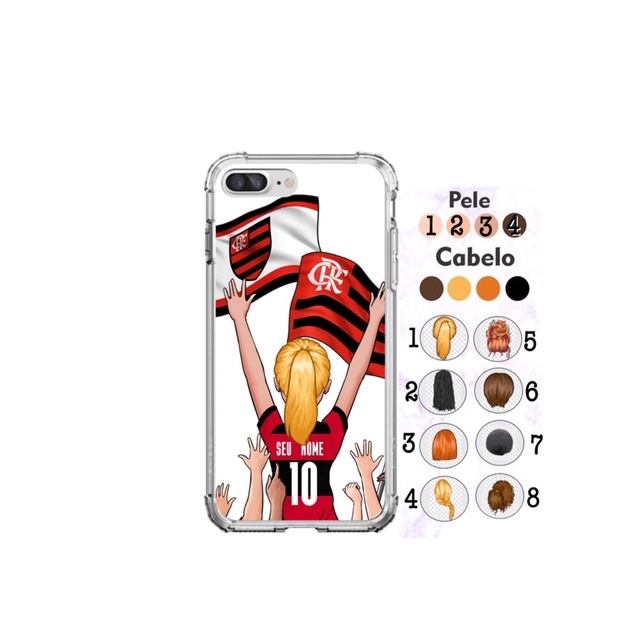 Capas personalizadas Flamengo torcedora com nome Iphone, Xiaomi ...