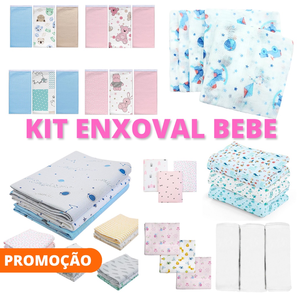 Kit Enxoval 24 Peças Bebe Maternidade 15 Fraldas De Pano 3 Pano de Boca ...