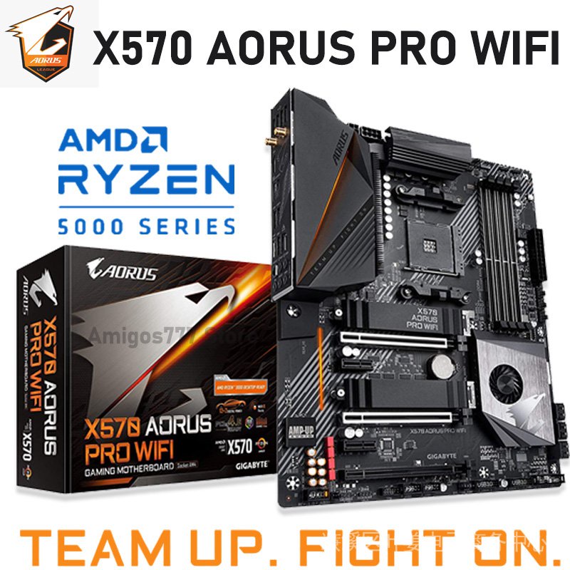 Tomada AM4 AMD X570 128GB Gigabyte X570 AORUS PRO WIFI Placa Mãe Para Jogos AM4 DDR4 CPU Ryzen ...