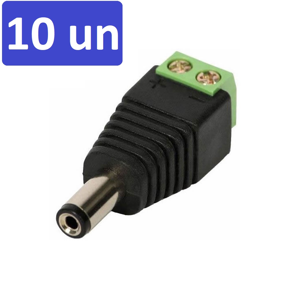 Kit 10 Conector Plug P4 Macho com Borne para CFTV | Shopee Brasil