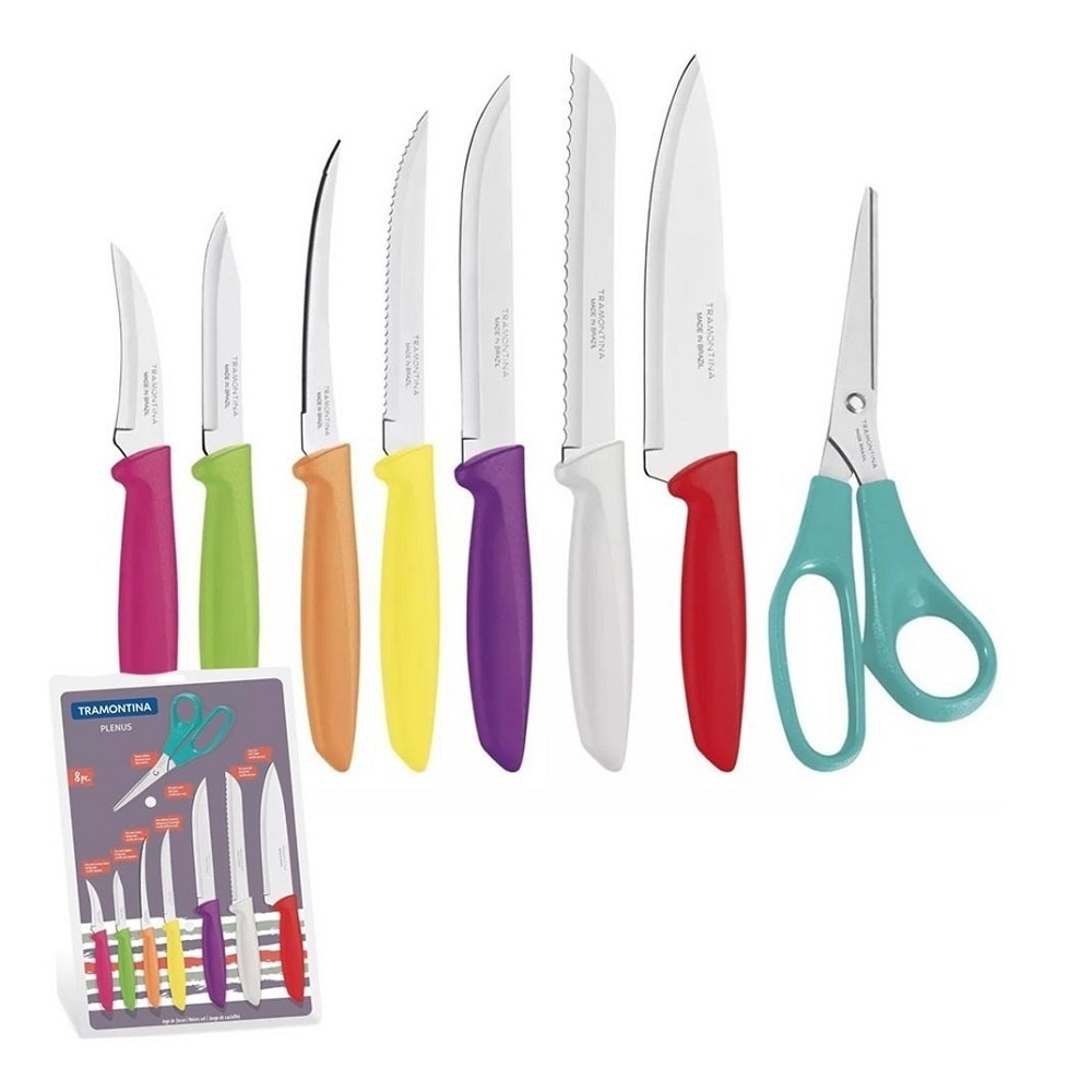 JOGO DE FACAS 8 PECAS EM ACO INOX PLENUS MISTO TRAMONTINA 23498917 | Shopee Brasil