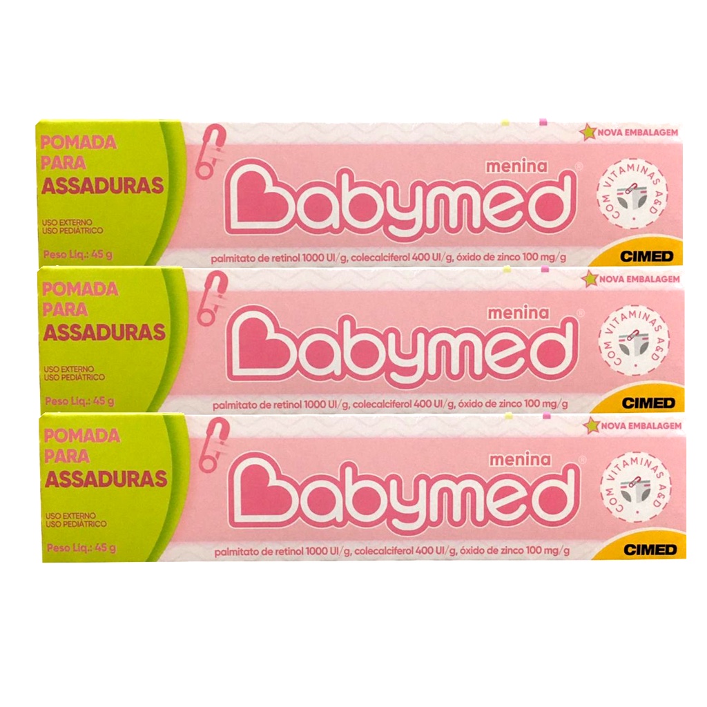 Kit 3x Babymed Pomada Contra Assaduras Rosa 45g | Shopee Brasil
