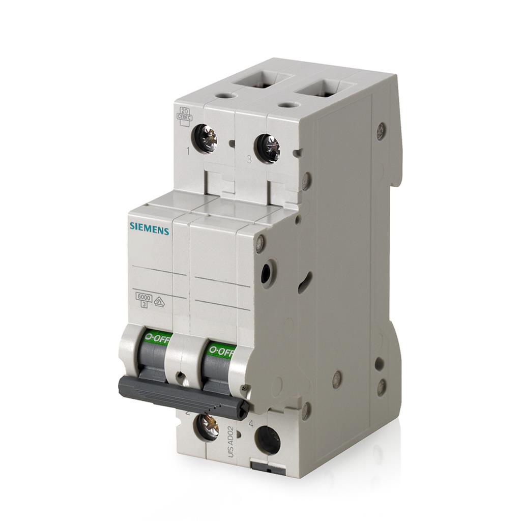 Disjuntor Mini Din Bipolar 3A Curva C 6Ka 220/380V Siemens | Shopee Brasil