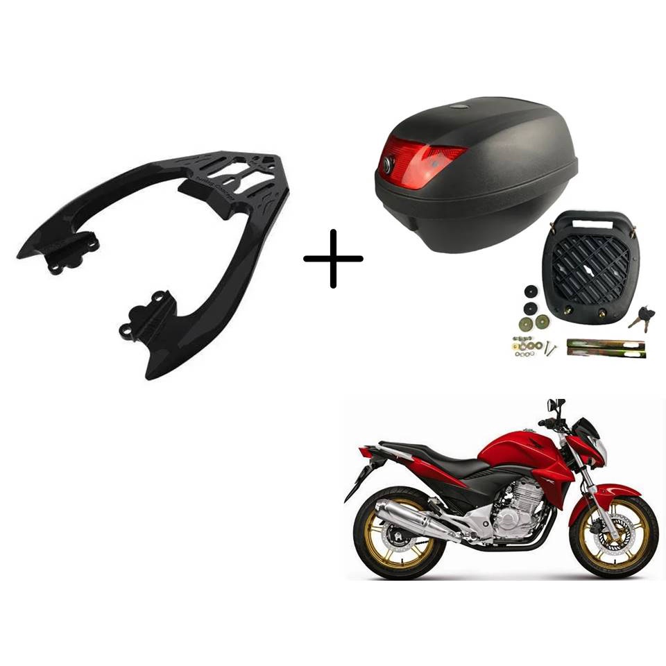 Kit Suporte Para Bagageiro de Liga Leve Scam + Baú Bauleto 28l Honda Cb ...