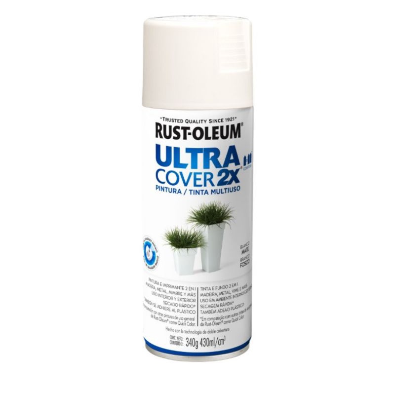 Tinta Spray Uso Geral Ultra Cover 2x Rust Oleum 430ml Branco Fosco | Shopee Brasil