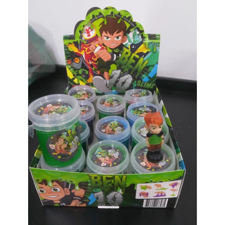 SLIME BEN 10 COM GLITTER + BONECO SUPRESA | Shopee Brasil