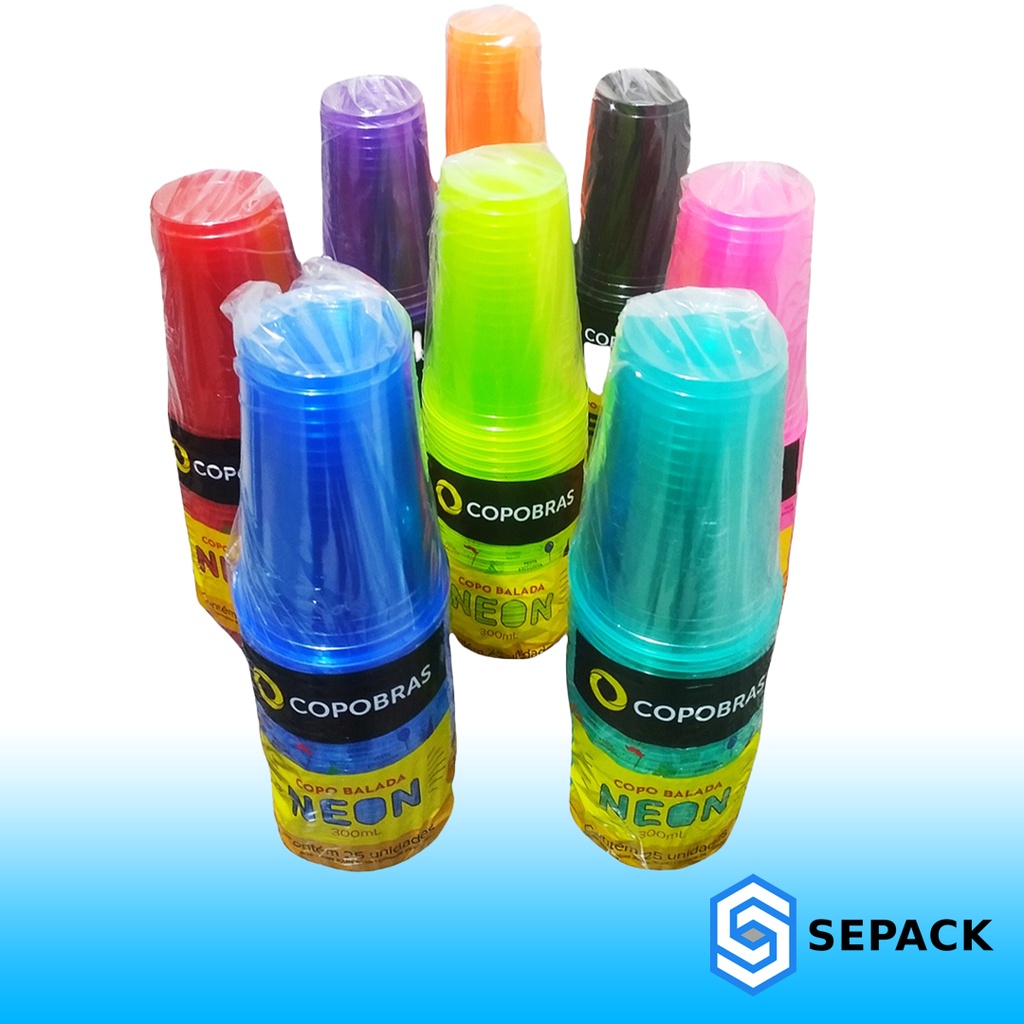 Copo 300ml Balada Neon Copobras - PACOTE COM / 25 UNIDADES - COPOBRAS ...