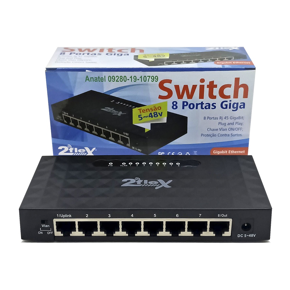 Switch 8 Portas Giga Vlan 2fn10008g 5, 48V/1000 2flex Anatel | Shopee ...