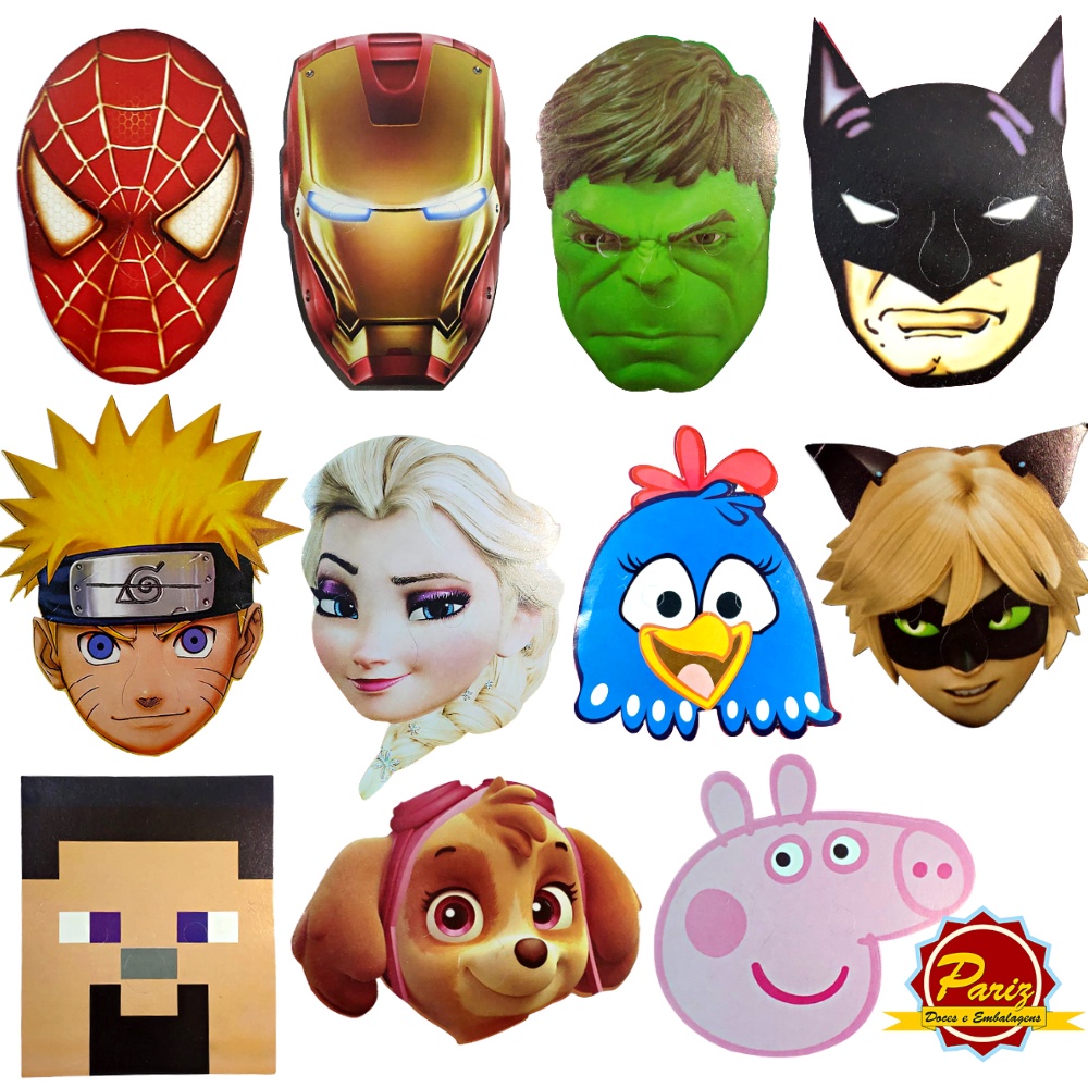 80 Máscaras para Festa Infantil, Para Algodão Doce, Diversos ...