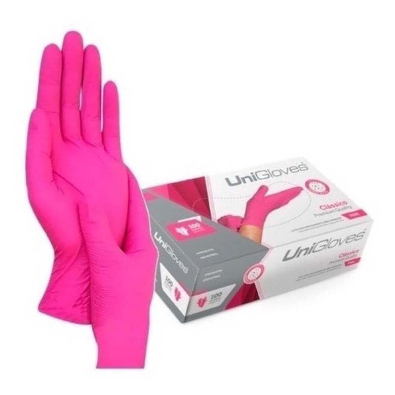 LUVA UNIGLOVES PINK DESCARTAVEL caixa com 100 unidades | Shopee Brasil