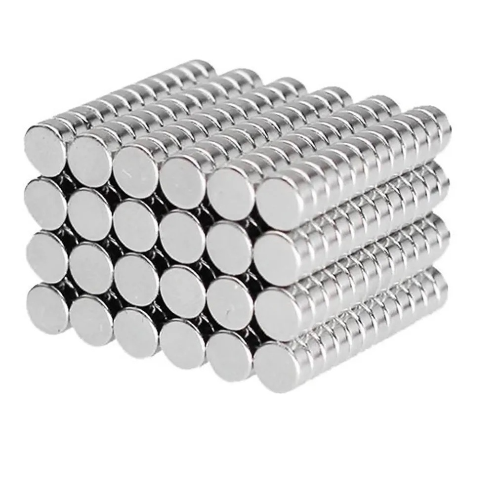 100 Unidades Imã Circular Neodímio 8x1,4 mm, 6x1,6 mm, 5x3 mm, 4x3,6 mm ...