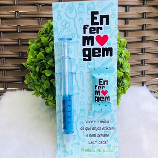 10 Kits profissão enfermagem tag+caneta seringa+ bala+ embalagem ...
