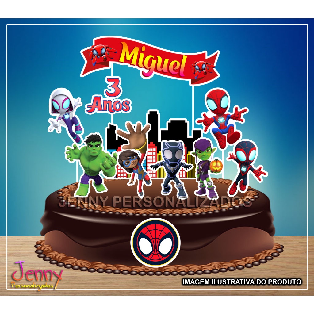 topo topper de bolo personalizado Spidey e seus Amigos Espetaculares ...