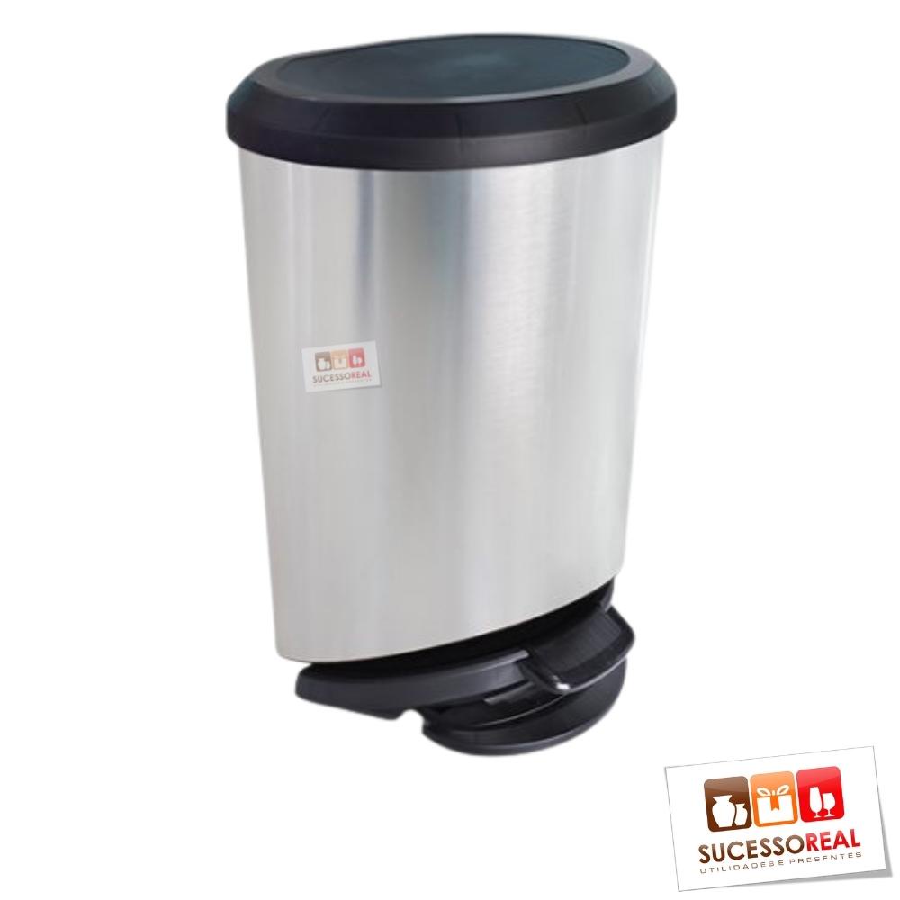 Lixeira Inox com Pedal 20 Litros Cozinha Escritório Não Enferruja ...