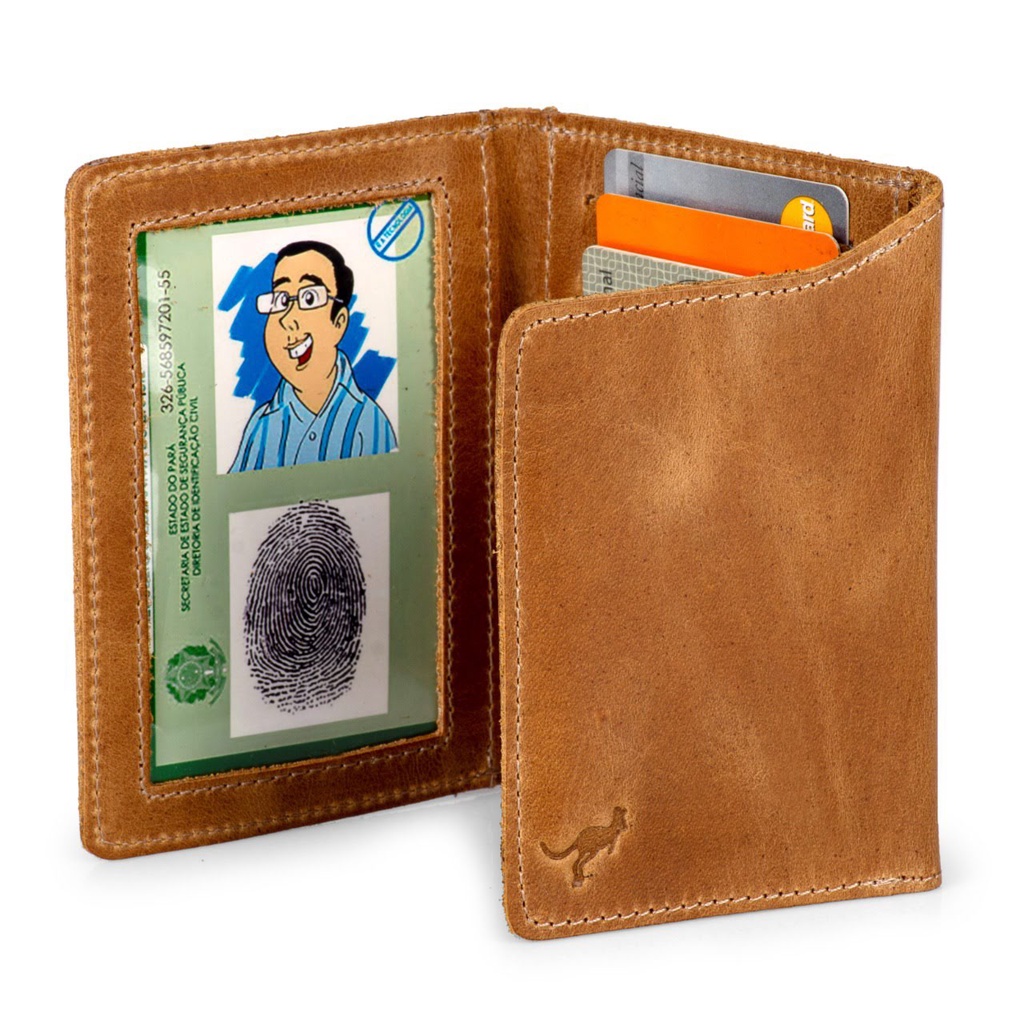Porta Documentos Carteira Masculina 100% Couro Legítimo Cabe Rg ...