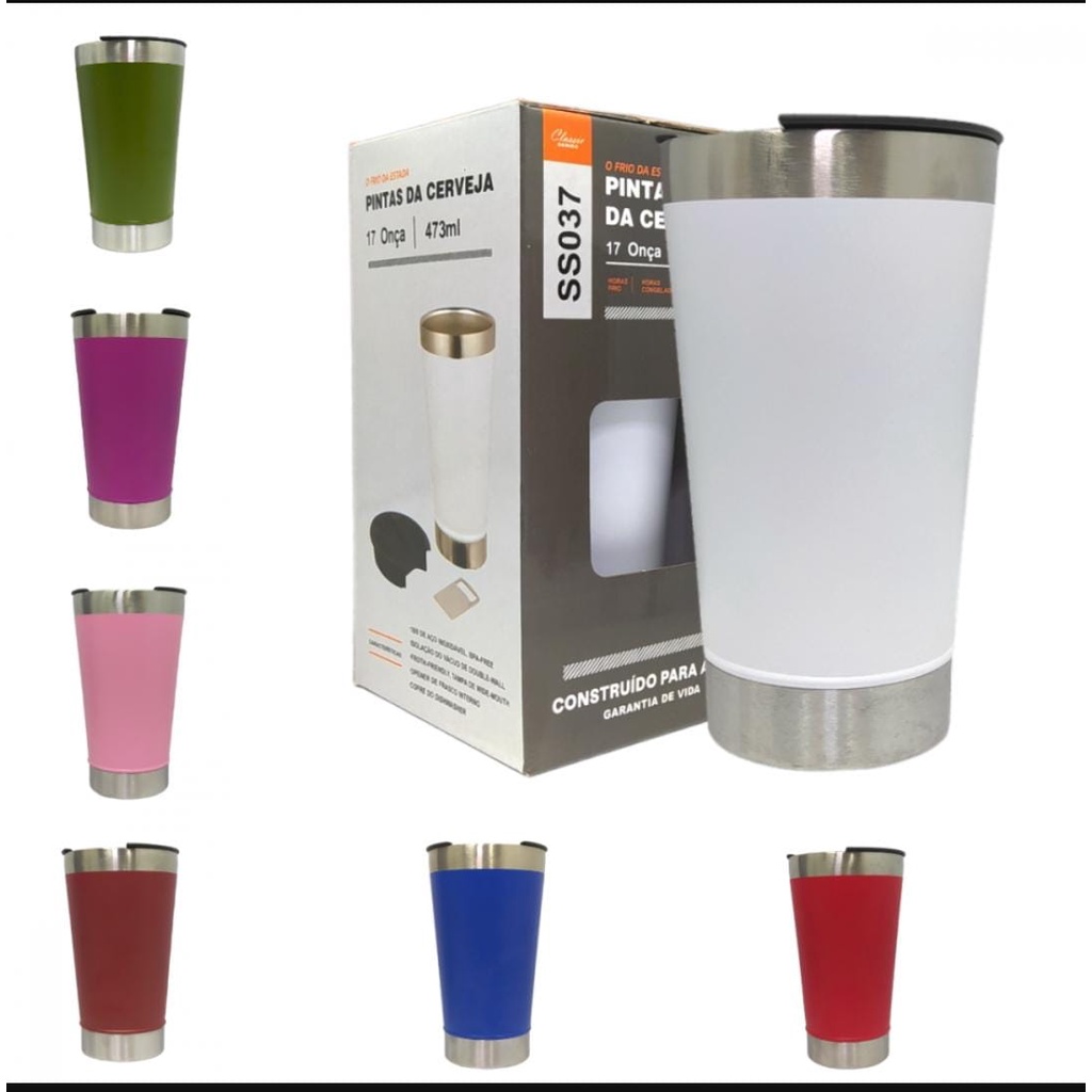 Copo Pintas de cerveja SS037 (modelo estilo stanley) # SS037 | Shopee Brasil