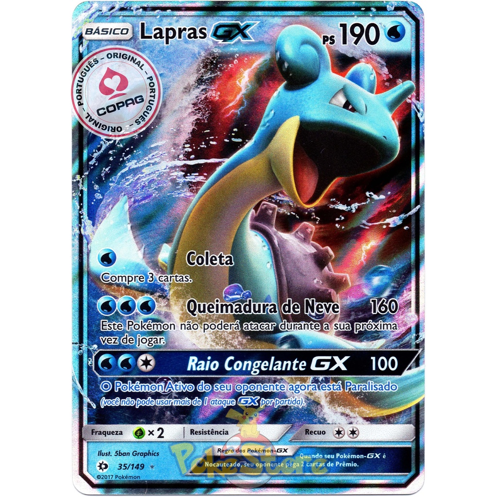 Carta Pokemon Lapras GX Português Card Original Copag Sol e Lua ...