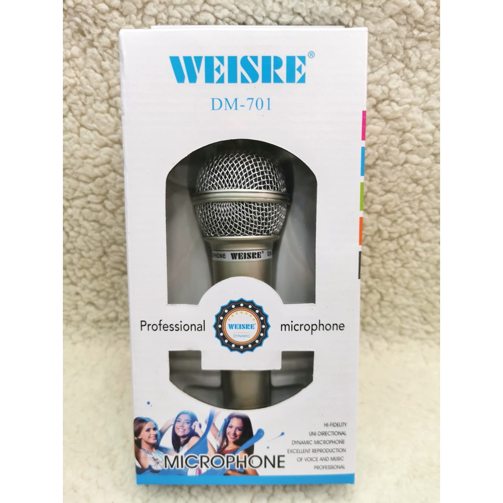 Microfone Dinâmico Weisre com Fio Karaokê Palestra Reuniões- DM-701 ...