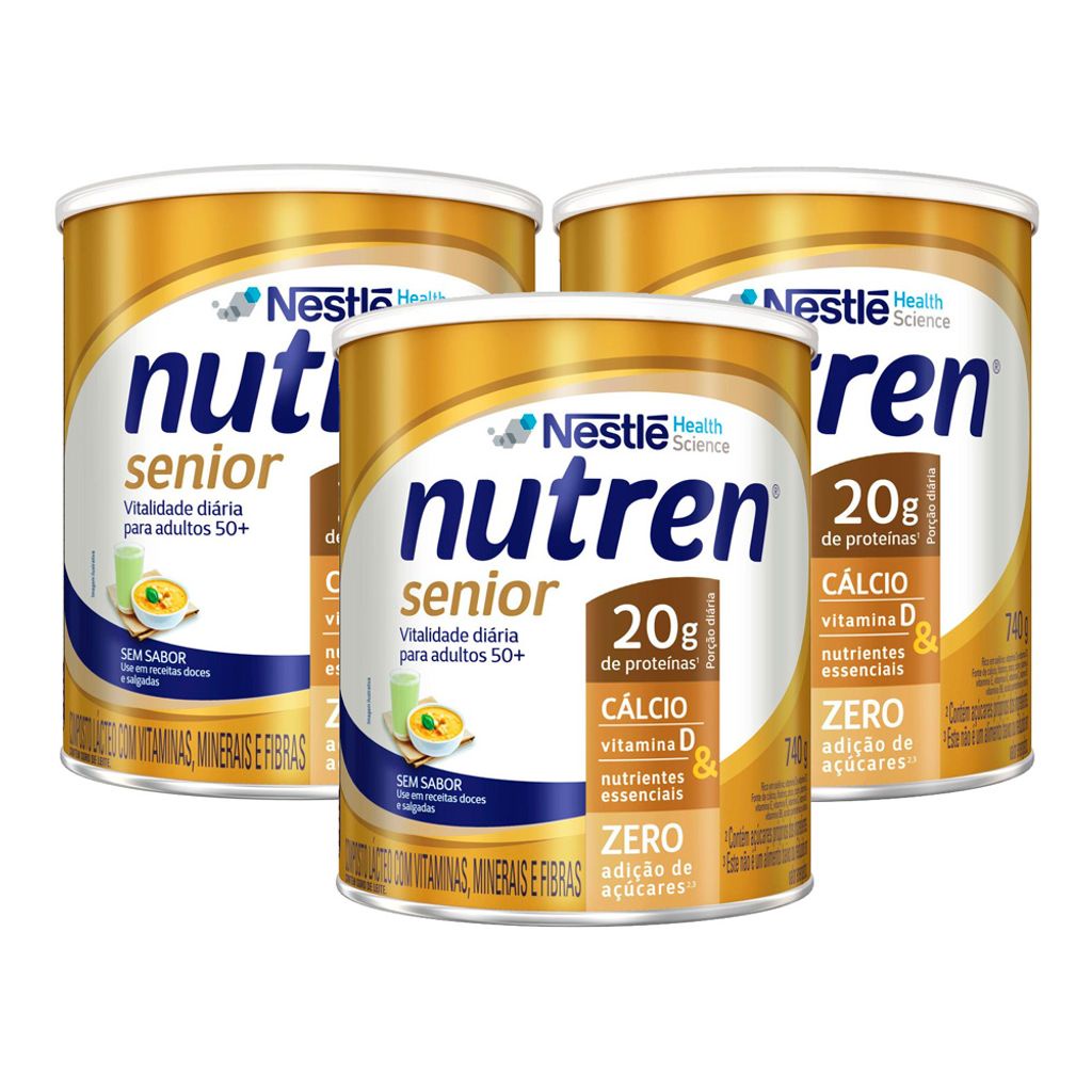 Nutren Senior Sem Sabor Suplemento Alimentar 740g | Kit com três ...