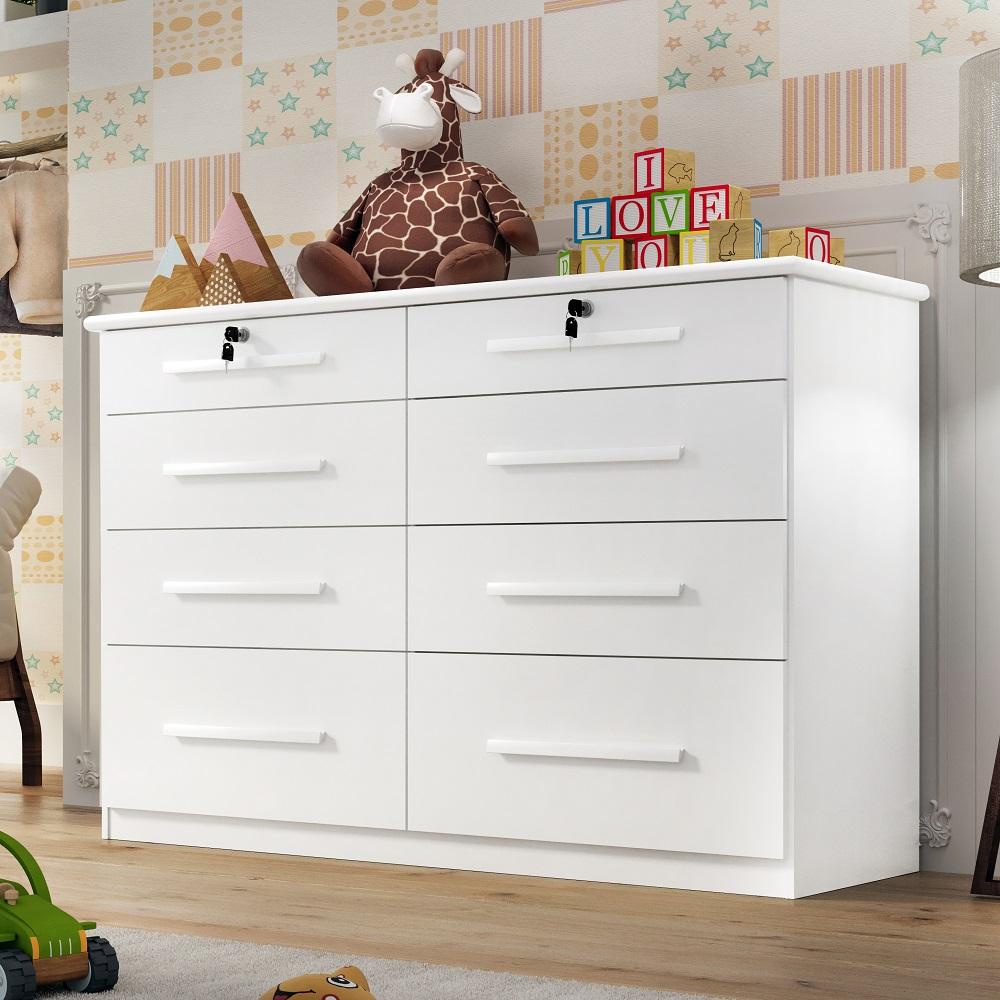 Comoda Infantil Monza 8 Gav Com Chave | Shopee Brasil