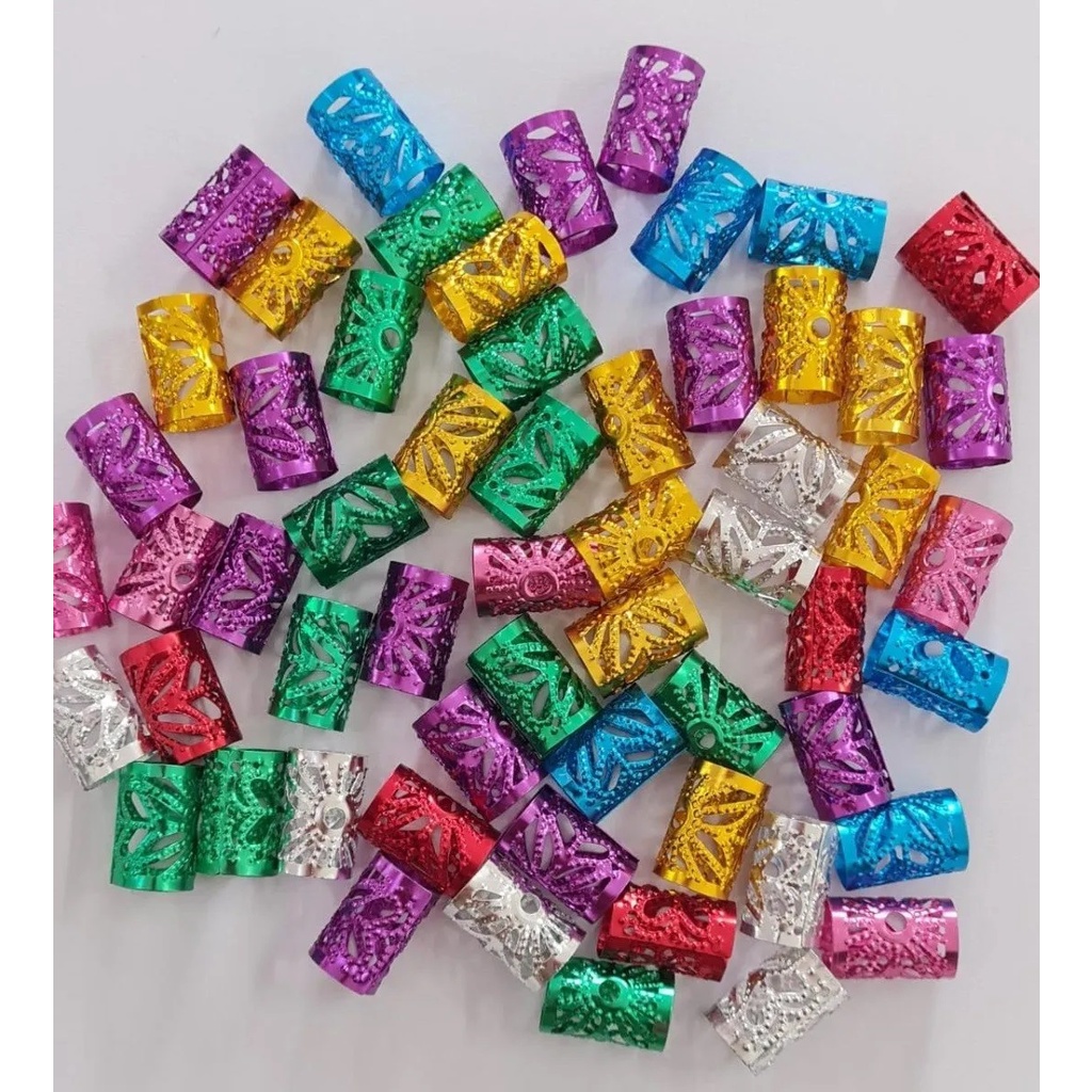 30 / 50 / 100 Anéis Decorativo Enfeite Coloridos para Box Braids ...