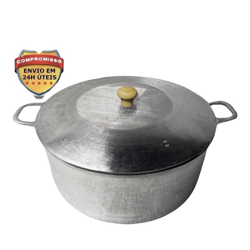 Panela Grande Alumínio Batido Tampa Grossa e Bordas 4mm N°30 ótima ...