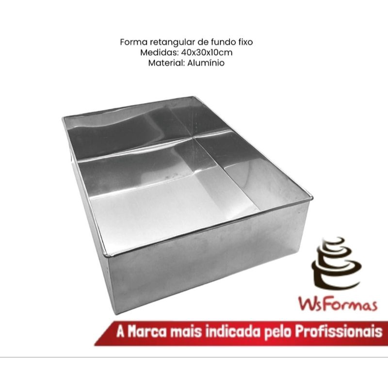 forma retangular 40x30x10 avulsa fundo fixo ws formas uso profissional ...