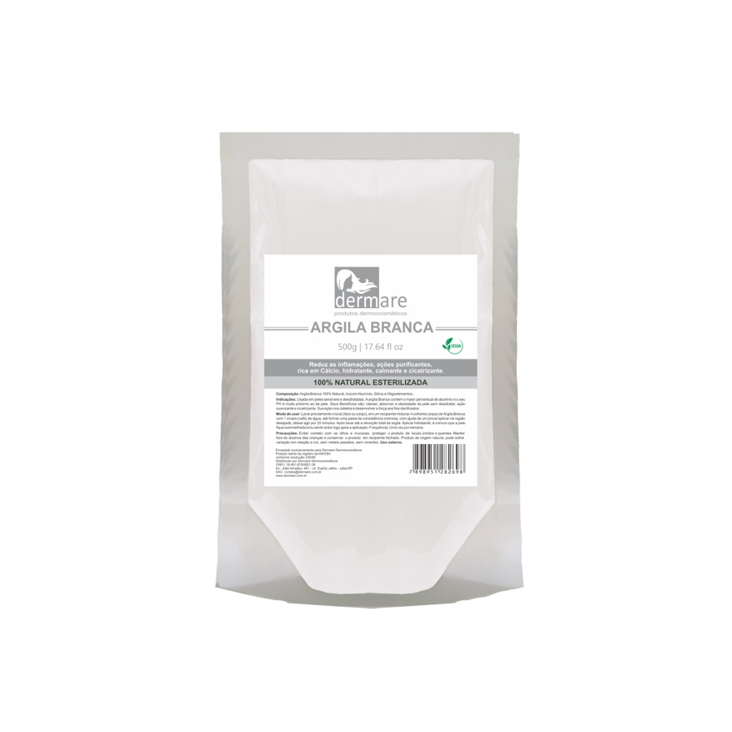 Argila Branca Facial e Corporal Dermare - 500g | Shopee Brasil