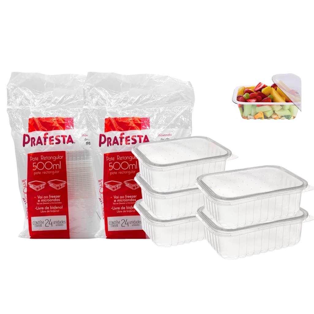 Pote Descartável 500ml Freezer Microondas Marmita 48 Un | Shopee Brasil