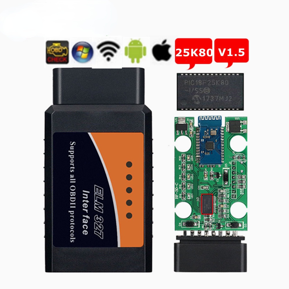 Original PIC18F25K80 Compatível Com Bluetooth ELM327 V1.5 OBD2 Interface De Diagnóstico ...