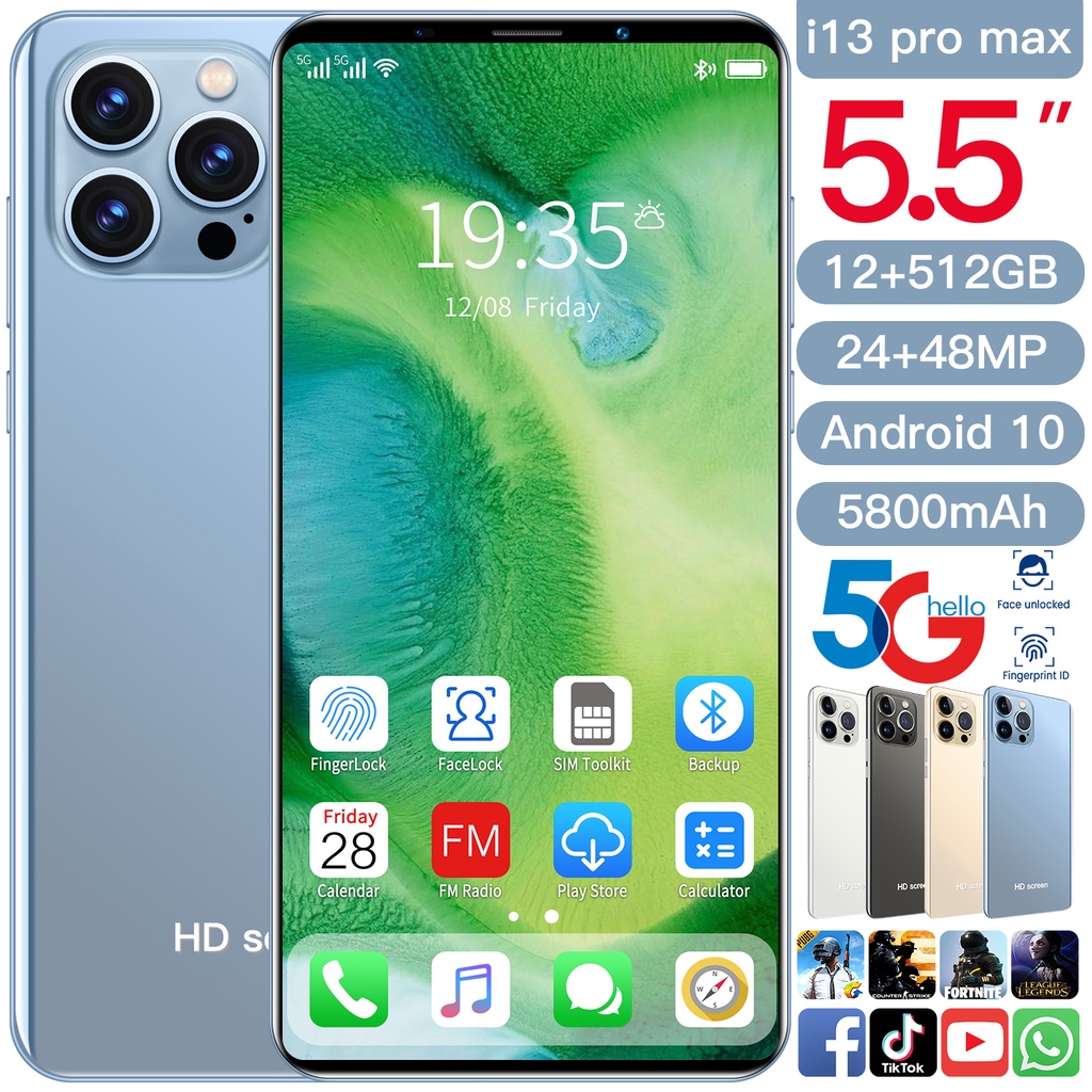 Telefone Celular i13 Pro Max 12GB + 512GB Venda 6,7 Polegadas Tela ...