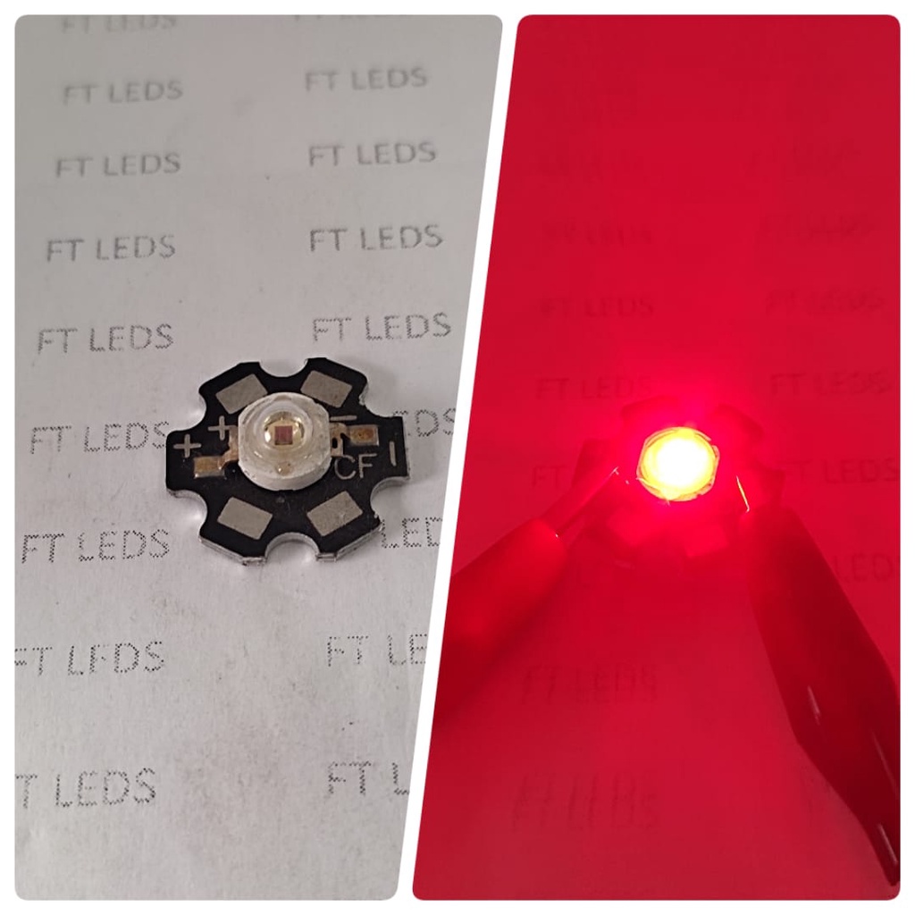 Led 3w VERMELHO 610 a 630 nm com dissipador ESTRELA | Shopee Brasil