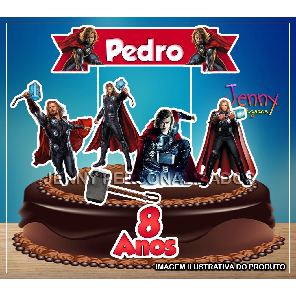 topo topper de bolo personalizado Thor | Shopee Brasil