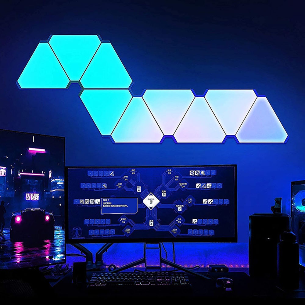 Lâmpadas Triangulares WIFI Bluetooth 5V USB Atmosfera Quântica Luz ...