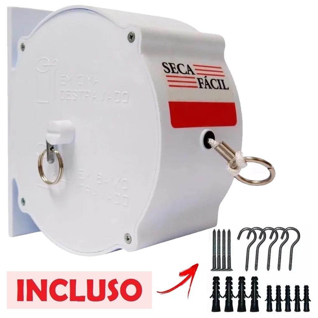 Varal Recolhivel Retratil De Parede 30m Branco Seca Facil Pratico C ...