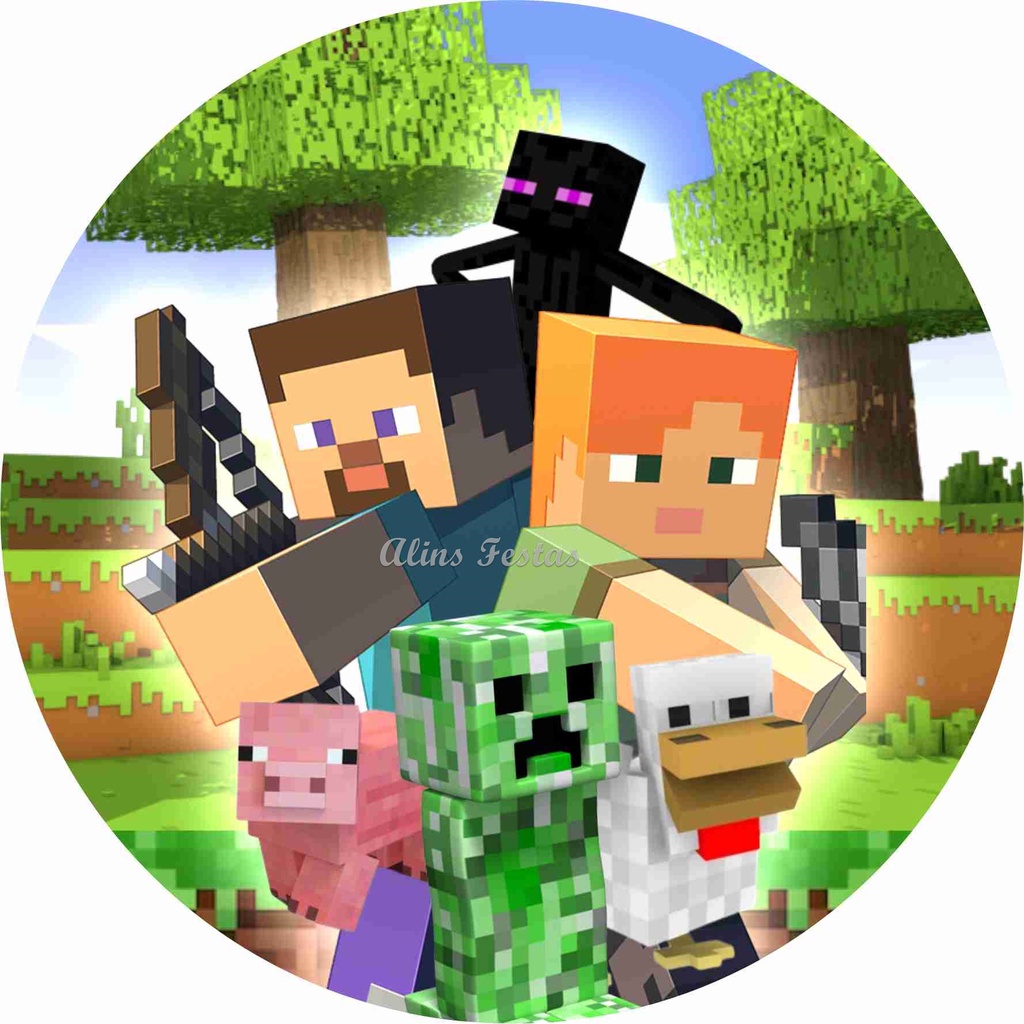 30 Aplique Redondo 5x5 Minecraft Lembrancinhas - Lembrancinha ...