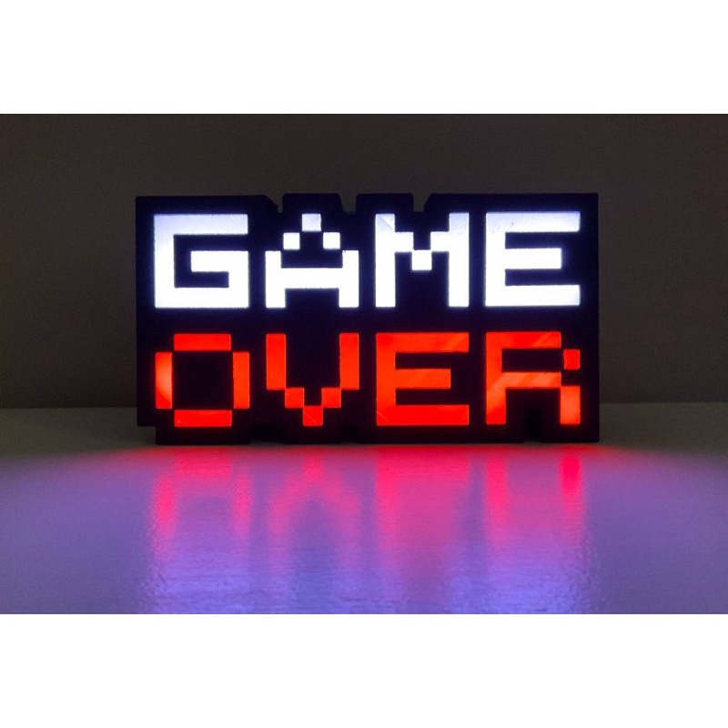 Luminária Varias Cores Gamer modelo Exclusivo Game Over Com Led Bivolt ...
