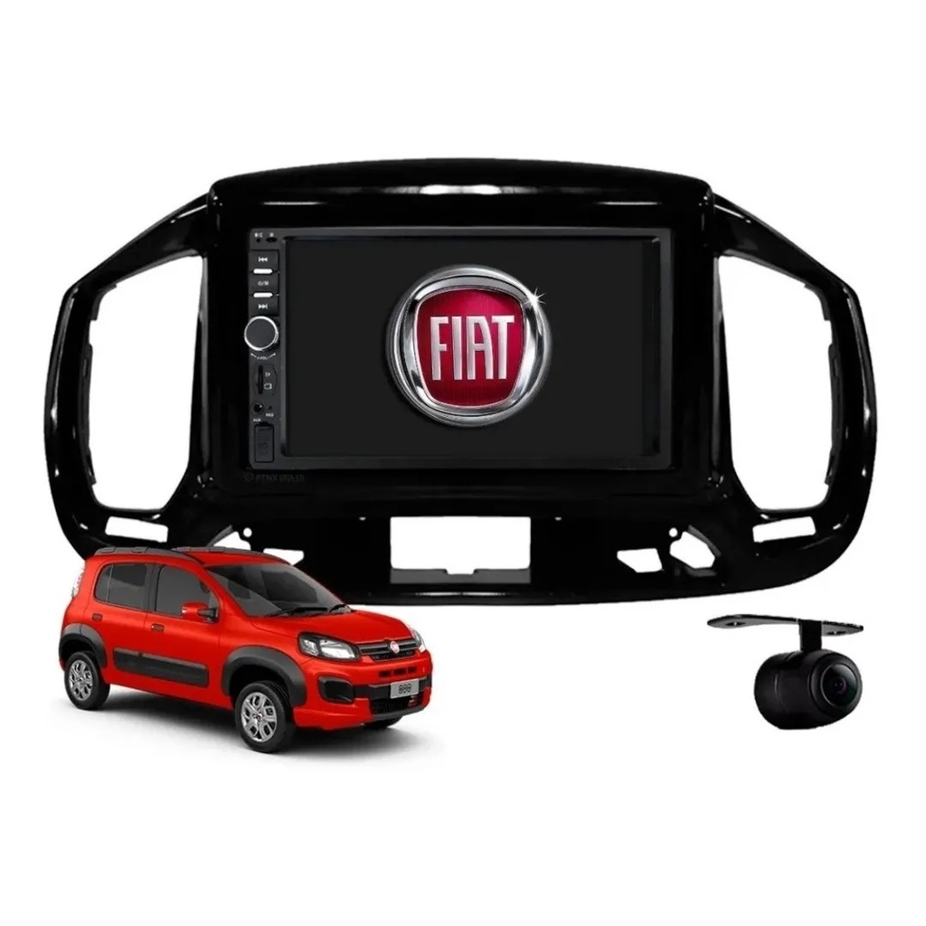 Central Multimidia Fiat Uno Way Sporting Vivace 2015 a 2021 Mp5 Espelhamento Moldura Câmera ...