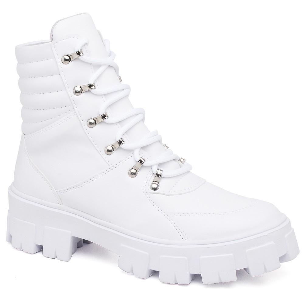 Bota Feminina Tratorada Cadarço Cano Médio Moderna Conforto | Shopee Brasil