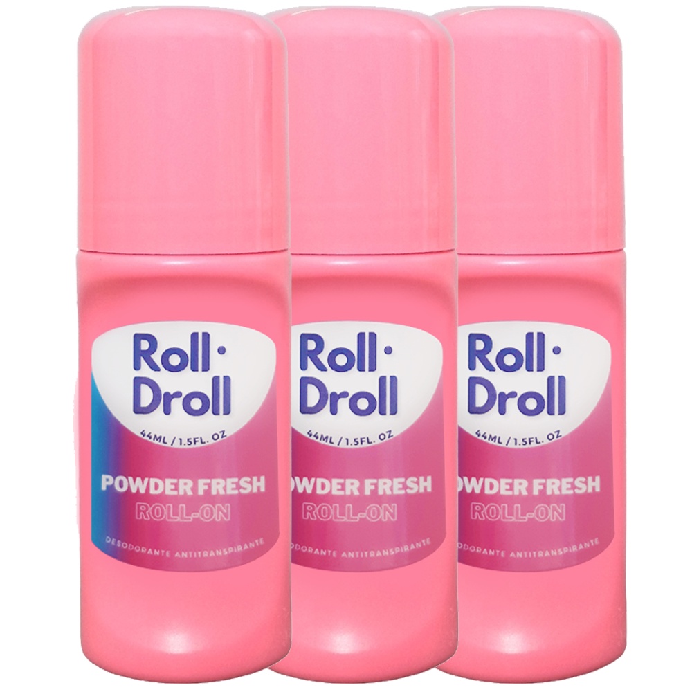 Roll Droll Kit Desodorante Roll-On Powder Fresh 44ml - 3 Unidades ...