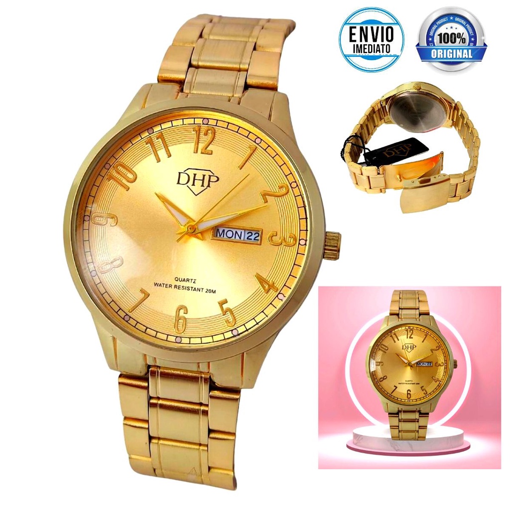 Relógio DHP Feminino Pulseira de Aço Com Calendário Original | Shopee ...