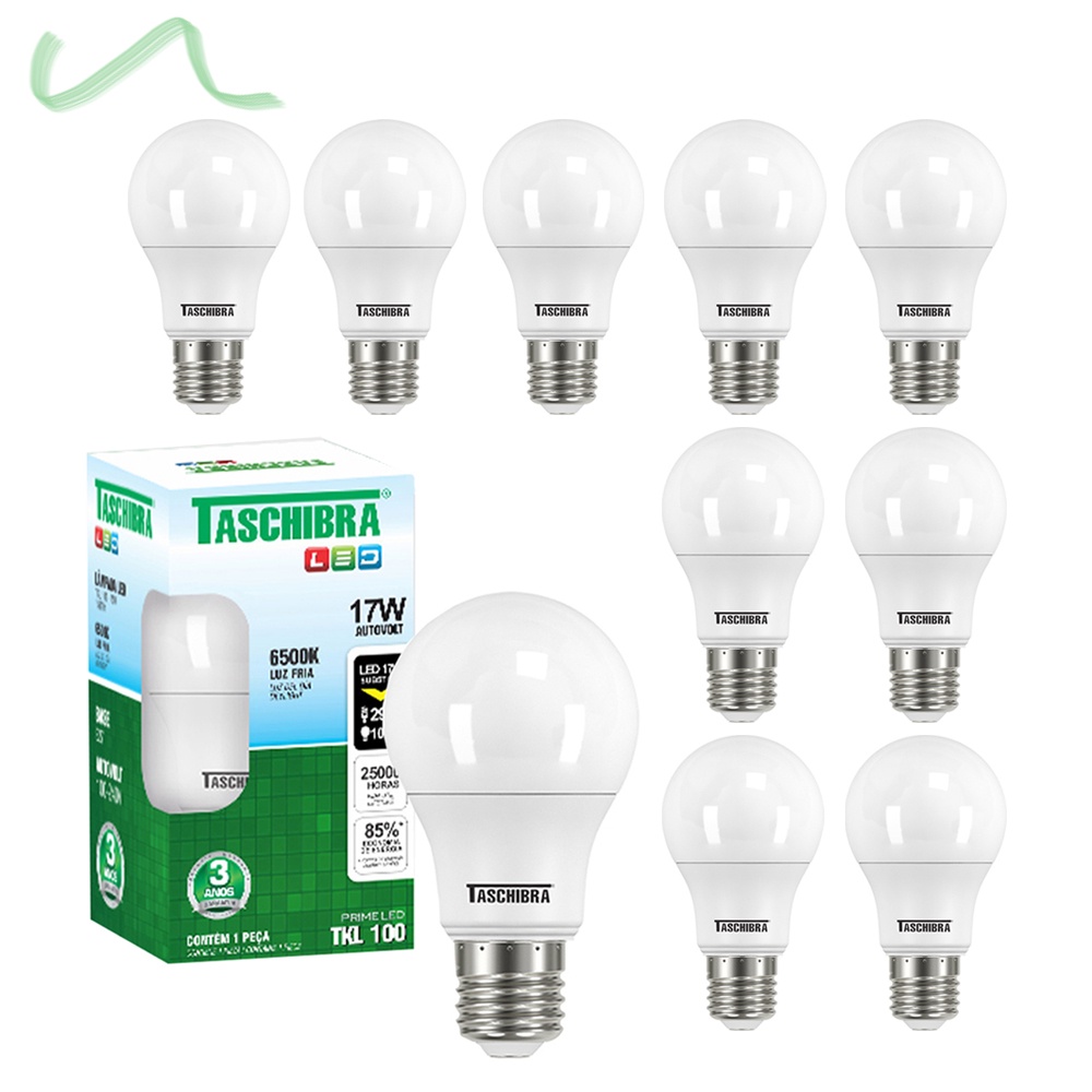 Lâmpada Led Taschibra Tkl100 17w Bivolt 6500k Branca Kit 10 | Shopee Brasil