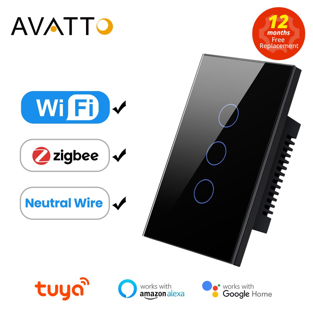 AVATTO Tuya WiFi/Zigbee Interruptor De Luz Inteligente , Fio Neutro 1/2 ...