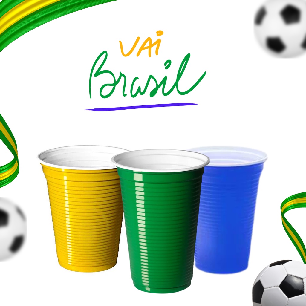 Copo Festa Copa Seleção Brasileira 400ml (Pacote com 25 unidades ...