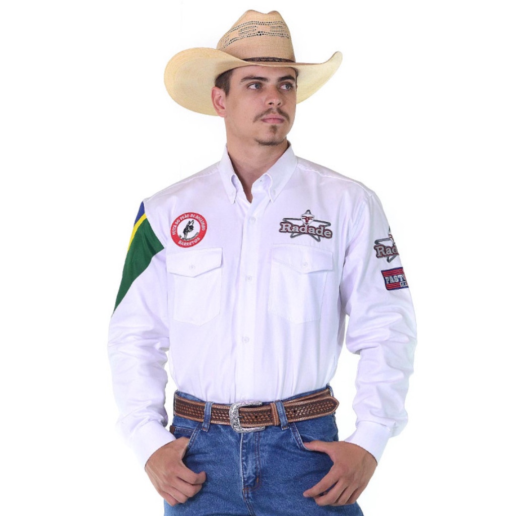 Camisa Country Masculina Bordada Bandeira Do Brasil Vaqueiro | Shopee ...