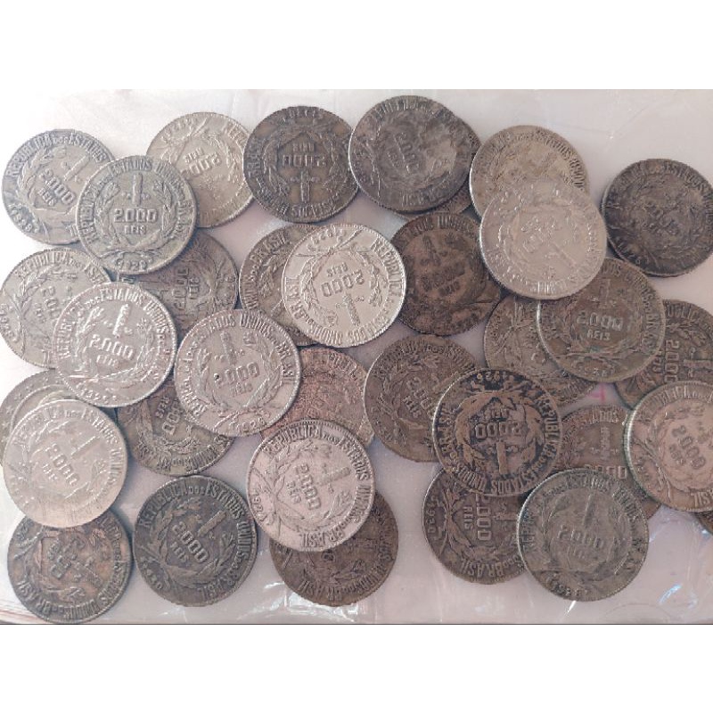Moeda Prata 2000 Reis (lote com 34 moedas) | Shopee Brasil