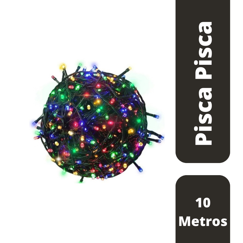 PISCA PISCA 100 LEDS COLOR 8F FIO VERDE 10,00M RF 15103 | Shopee Brasil