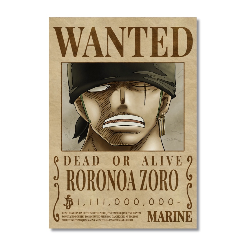Quadro novo Roronoa Zoro procurado Poster Anime | Shopee Brasil